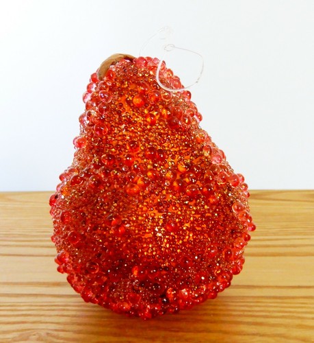 Cool vintage pebbled acrylic over Styrofoam pink tinged pear Christmas ...