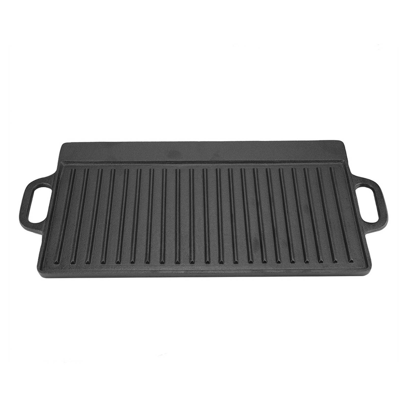 Non Stick Cast Iron Grill Griddle Pan Double Sided Tray Intergrated ...