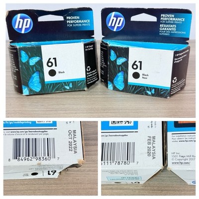 LOT (2) GENUINE HP 61 Black Ink Cartridge 170 pg (CH561WN#140) Exp. 10/ ...