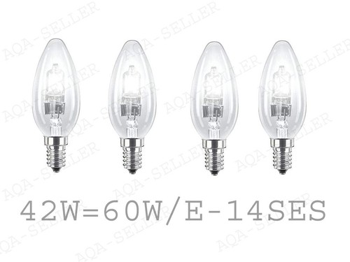 Halogen Candle Bulbs 42w (=60w) Watt E14 SES Eco Screw Cap Base Fitting ...