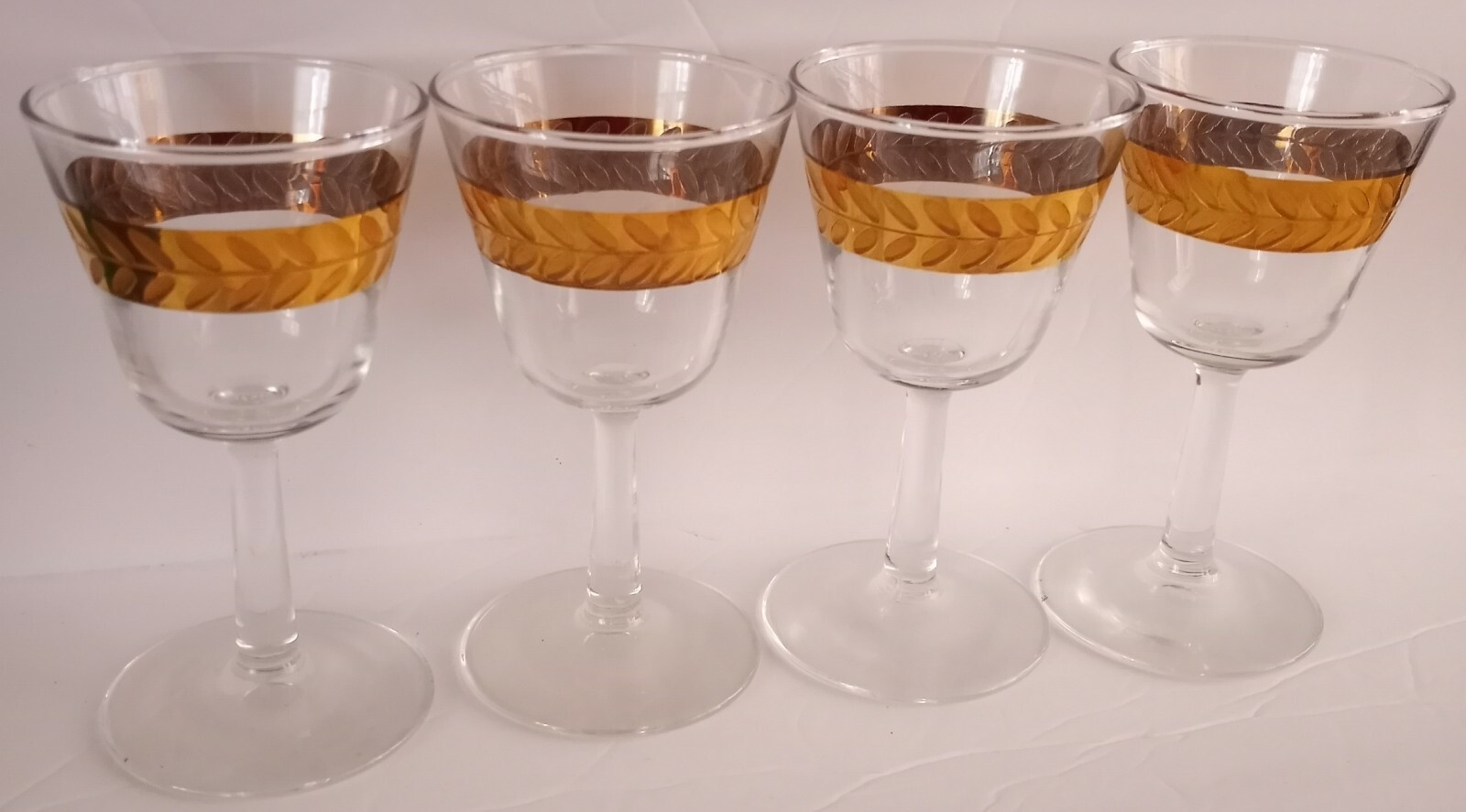Crystal Glass Set of 4 Wine Sherry Glasses Gold Plated Wheat Design | eBay