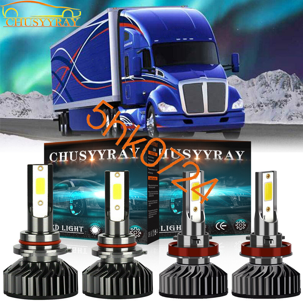 For Kenworth T680 T880 2013-2019 -4PC LED Headlight Kit Bulbs High ...