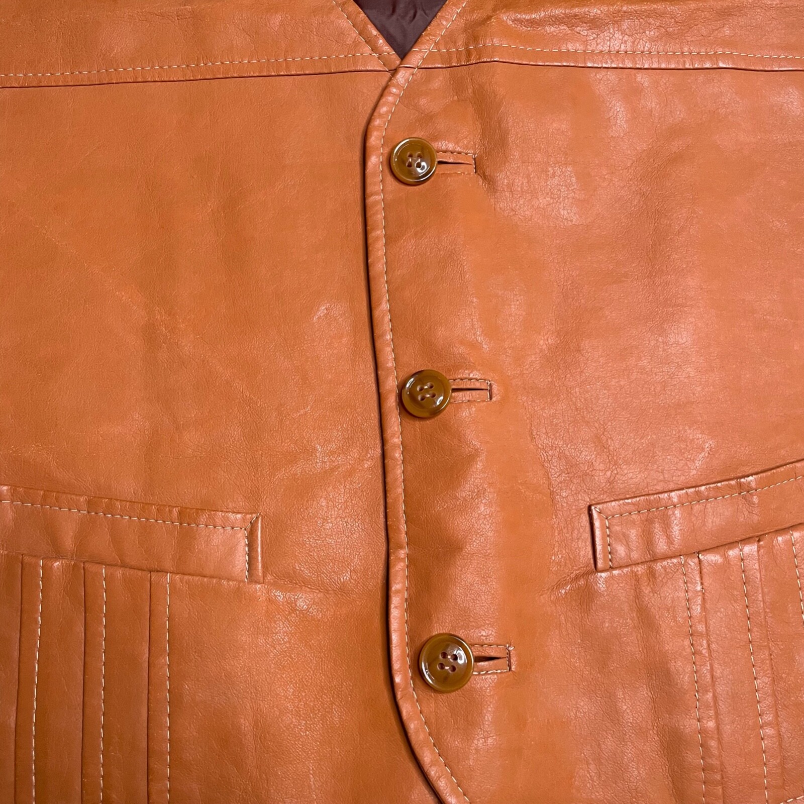 Vintage Quality Sears Outer Brown Leather Vest Size M… - Gem