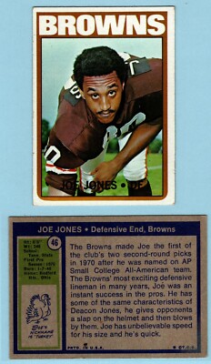1972 Topps Joe Jones Rookie Card Cleveland Browns #46 Defensive End | eBay