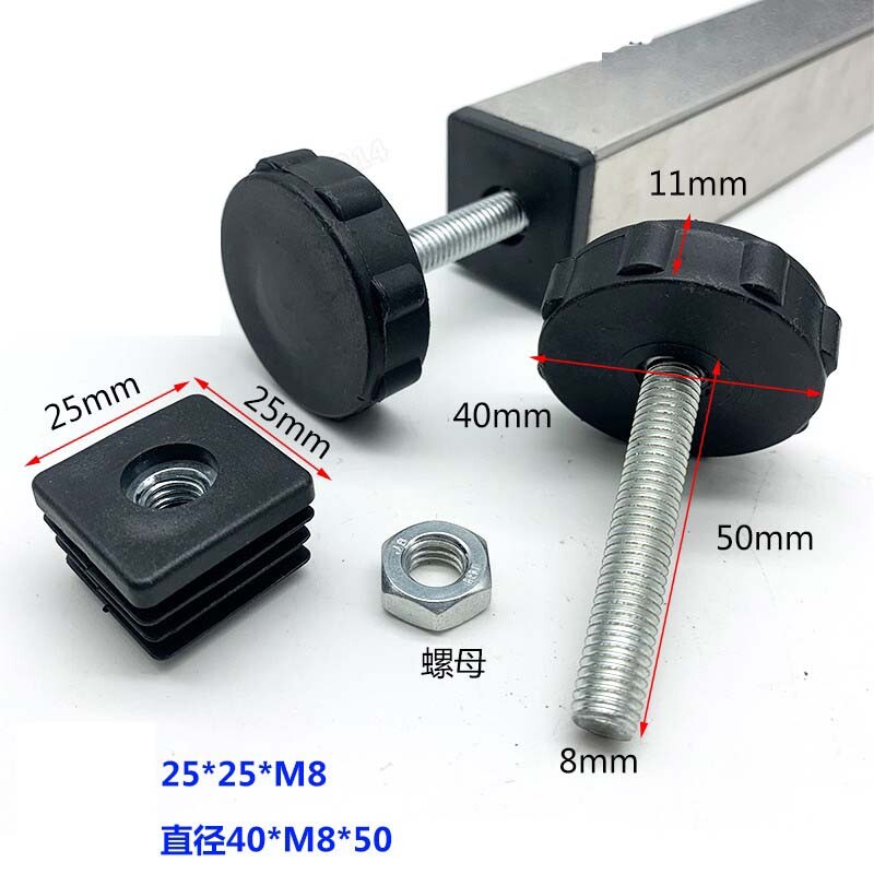 Square Tube Inserts End Caps /Adjustable Table Foot Furniture Leveling ...