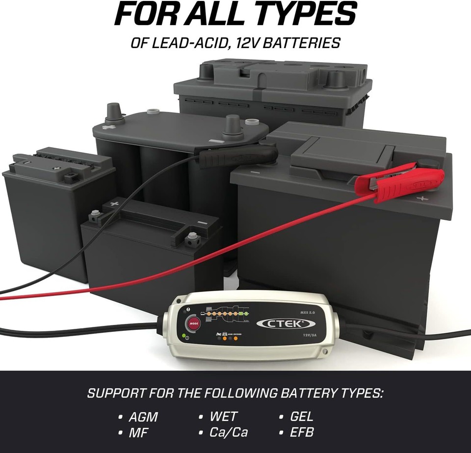 CTEK MXS 5.0, Battery Charger 12V With Built In Temperature ...