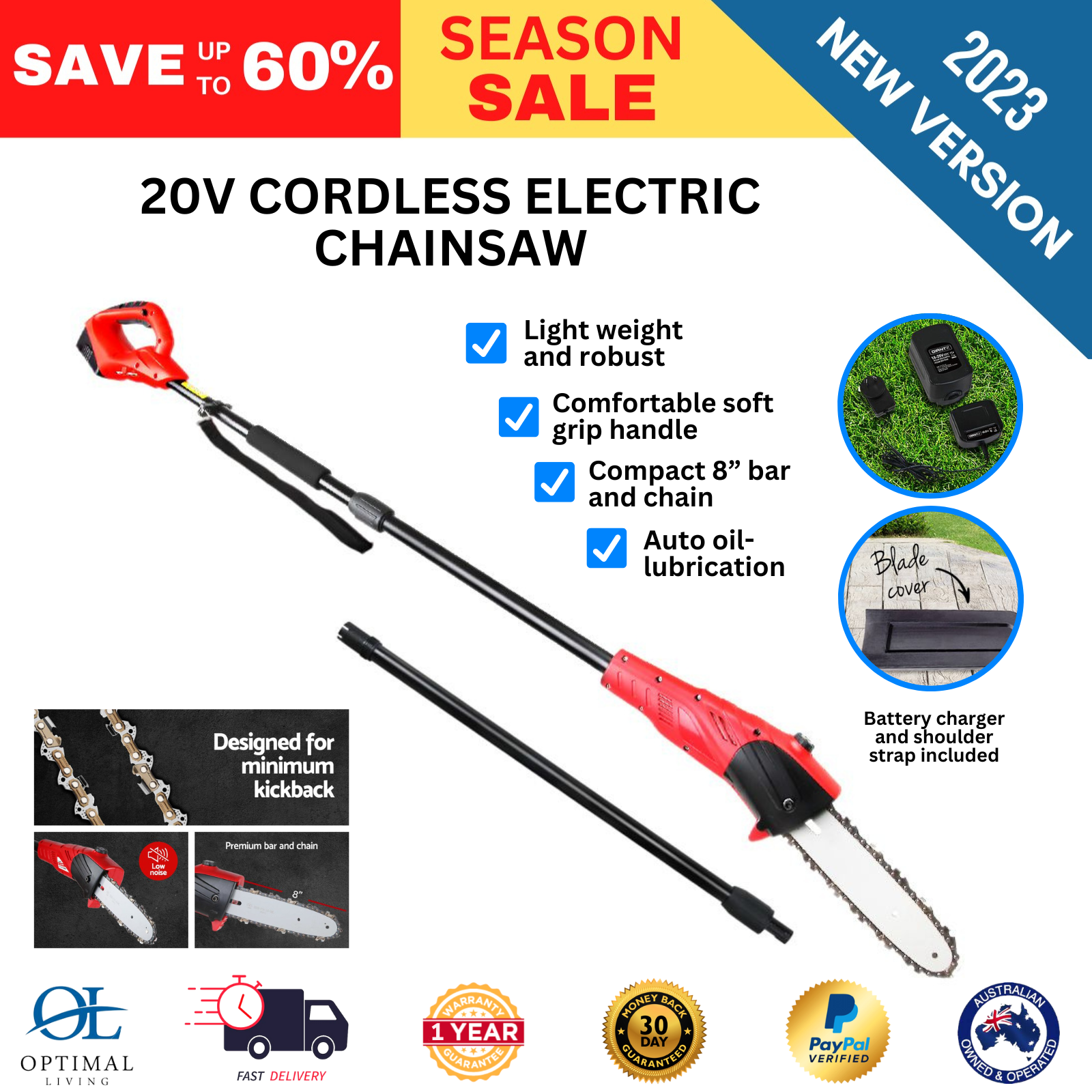Cordless Pole Chain Saw Electric Extendable Chainsaw Tree Pruner ...