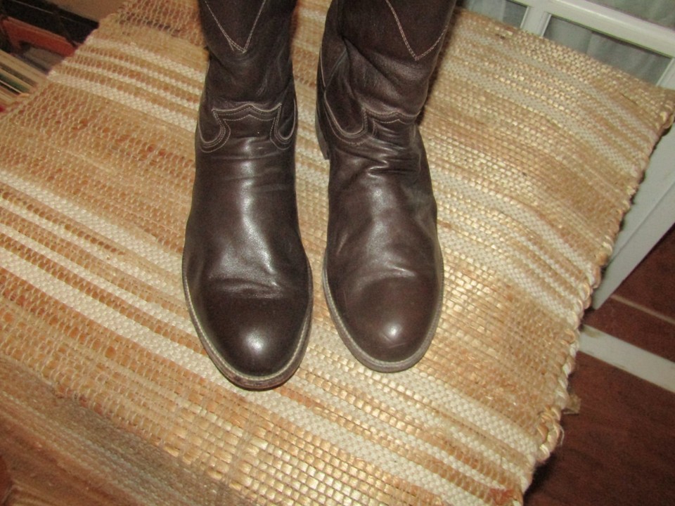 JUSTIN USA Mens size 12 D Dark Brown 3162 Ropers Cowboy Western Boots ...