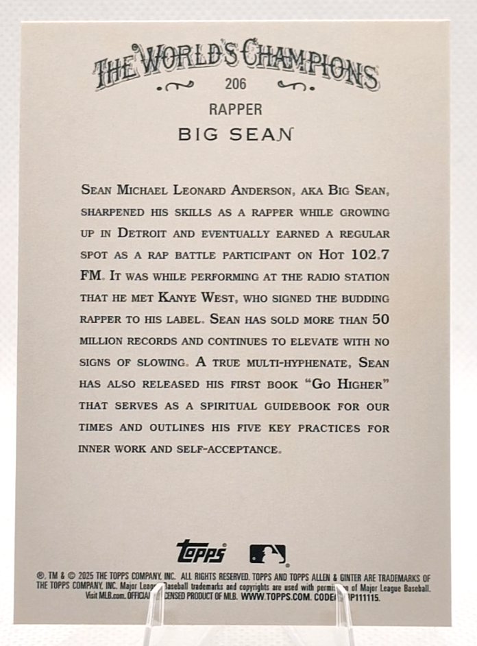 2025 Topps Allen & Ginter BIG SEAN Silver Portrait Foil #206 Rapper | eBay