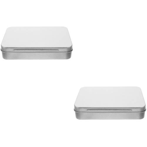 Set of 2 Storage Tin Box Empty Containers Travel Small Tinplate Can | eBay