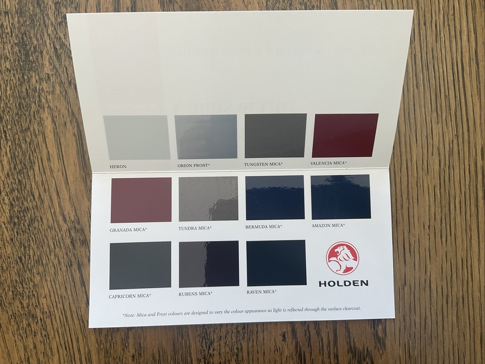 1998 HOLDEN COMMODORE CALAIS UTE V6 V8 RARE COLOUR TRIM CHART BROCHURE ...