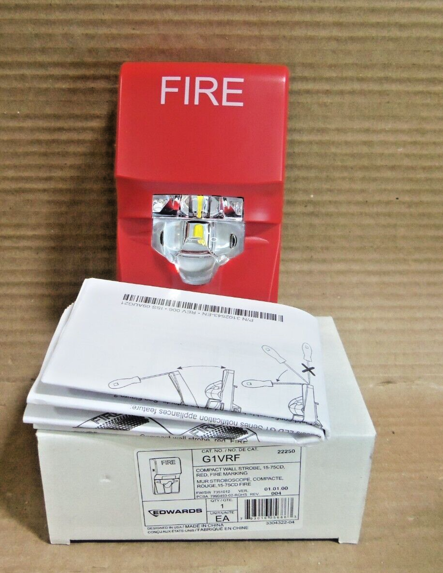 NEW EDWARDS G1VRF COMPACT WALL STROBE RED 15-75CD FIRE MARKING FIRE ...