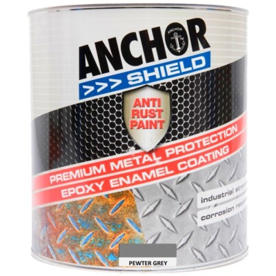 Anchor Shield Anti Rust Epoxy Enamel Paint Corrosion Gloss Pewter Grey ...