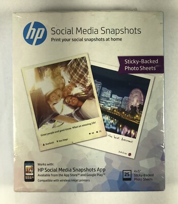 HP Social Media Snapshots 25 4x5 Sticky-Backed Photo Sheets | eBay