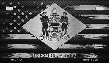 Delaware Carbon Fiber Brushed Aluminum Novelty Metal Motorcycle Plate ...