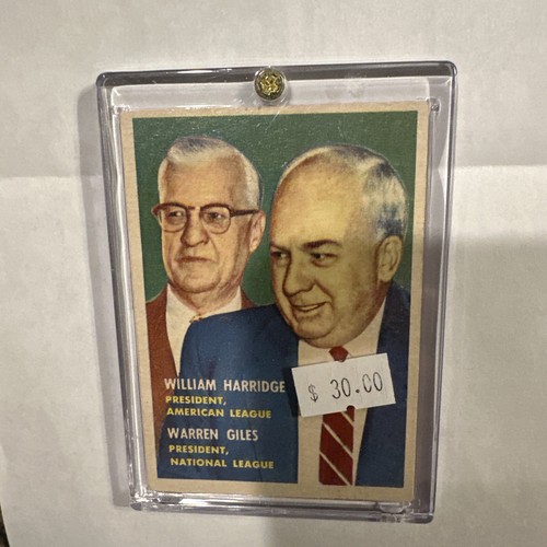 1957 TOPPS BASEBALL WILLIAM HARRIDGE & WARREN GILES CARD No. 100 ...