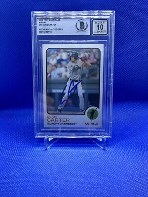 Evan Carter signed Autographed 2022 Topps Heritage Beckett BAS Auto ...