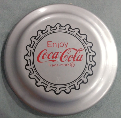 Vintage Silver Enjoy Coke Advertise Frisbee Made in the USA Fun Flyer A ...