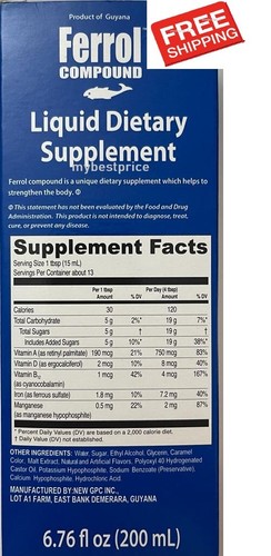 Ferrol Compound 6.76 oz 200 ml Dietary Supplement Strengthen the Body ...