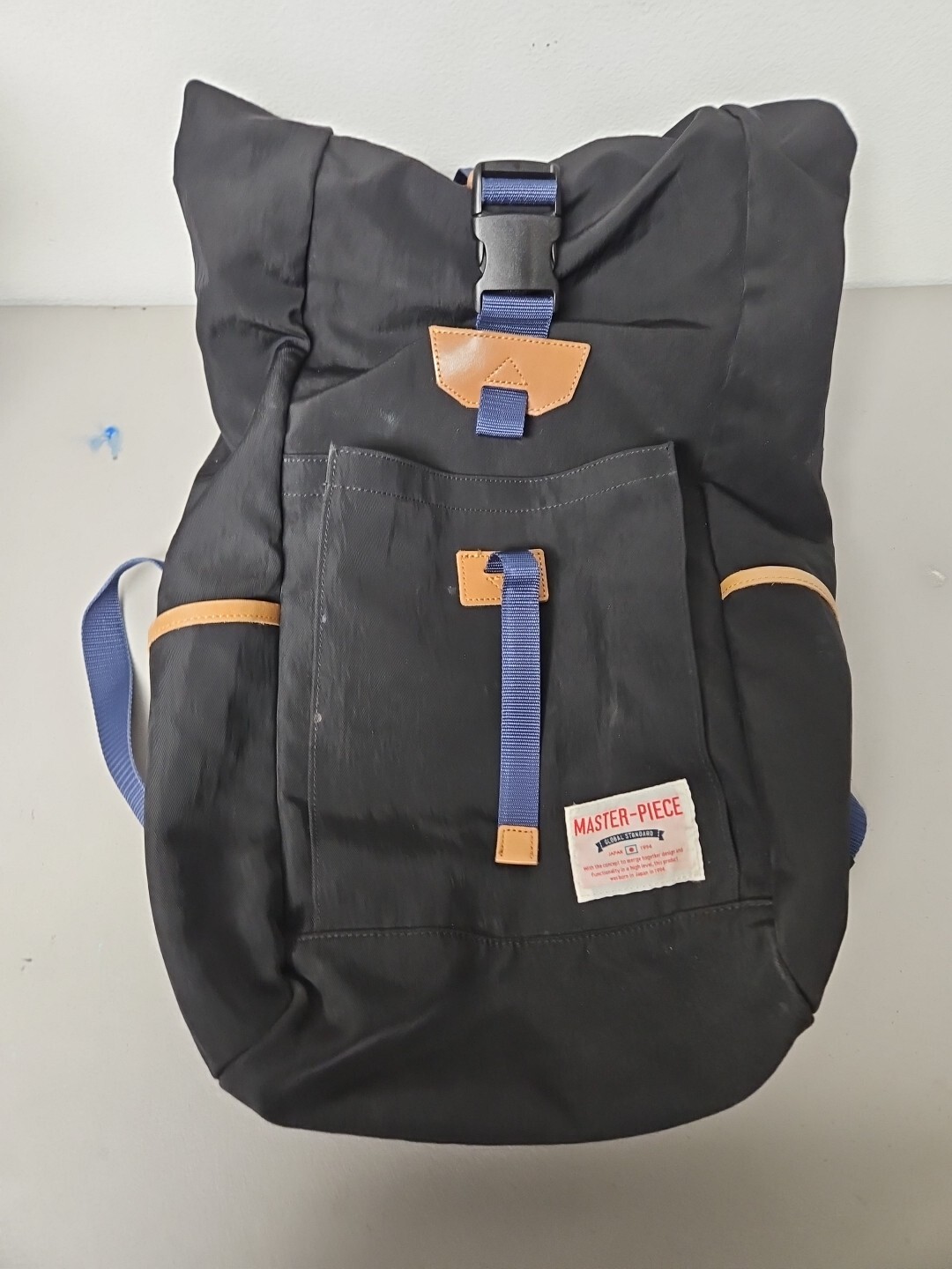 MASTER-PIECE Roll Top Backpack Black & Blue Nylon Twi… - Gem