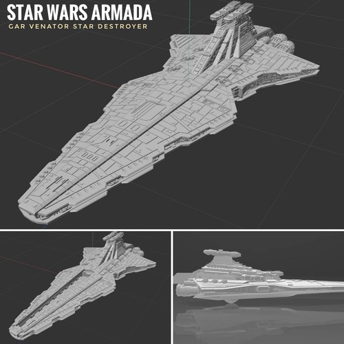 Star Wars Armada Venator Star Destroyer 12” PAINTED 3D Print 14k Resin ...