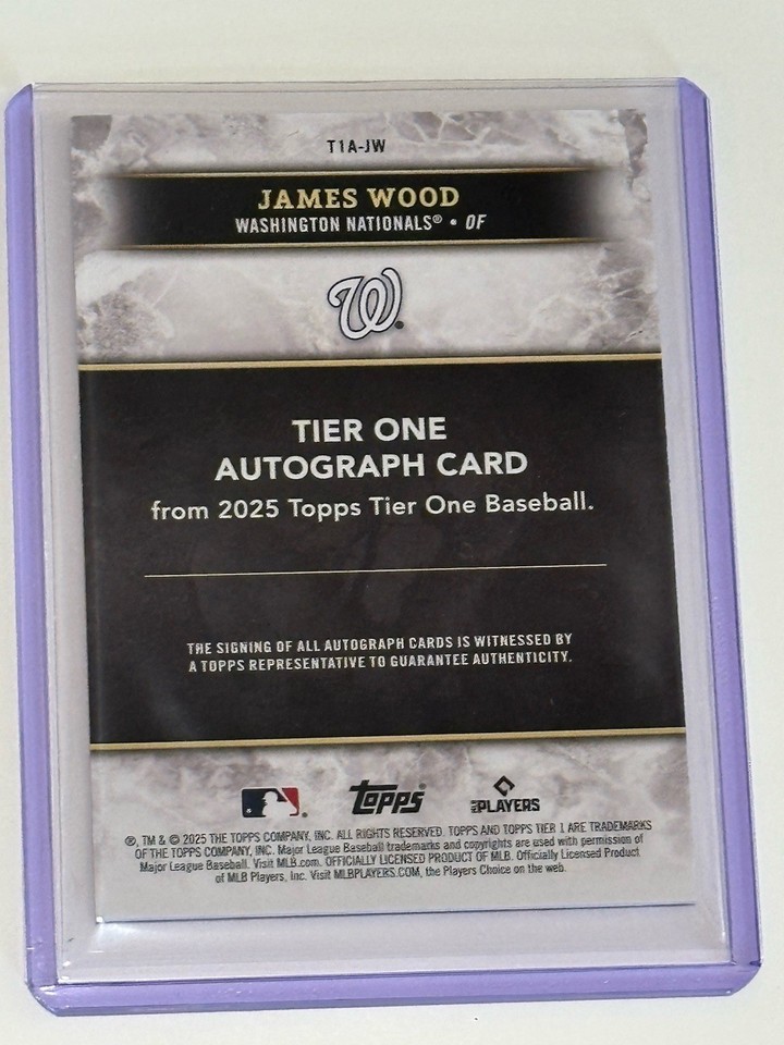 2025 Topps Tier One James Wood Tier One Autograph Card Blue Holo /75 | eBay