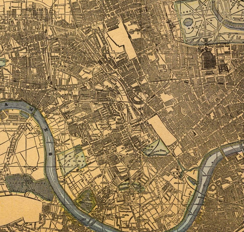 1895 Antique London England City Map George Cram Street Map of London ...