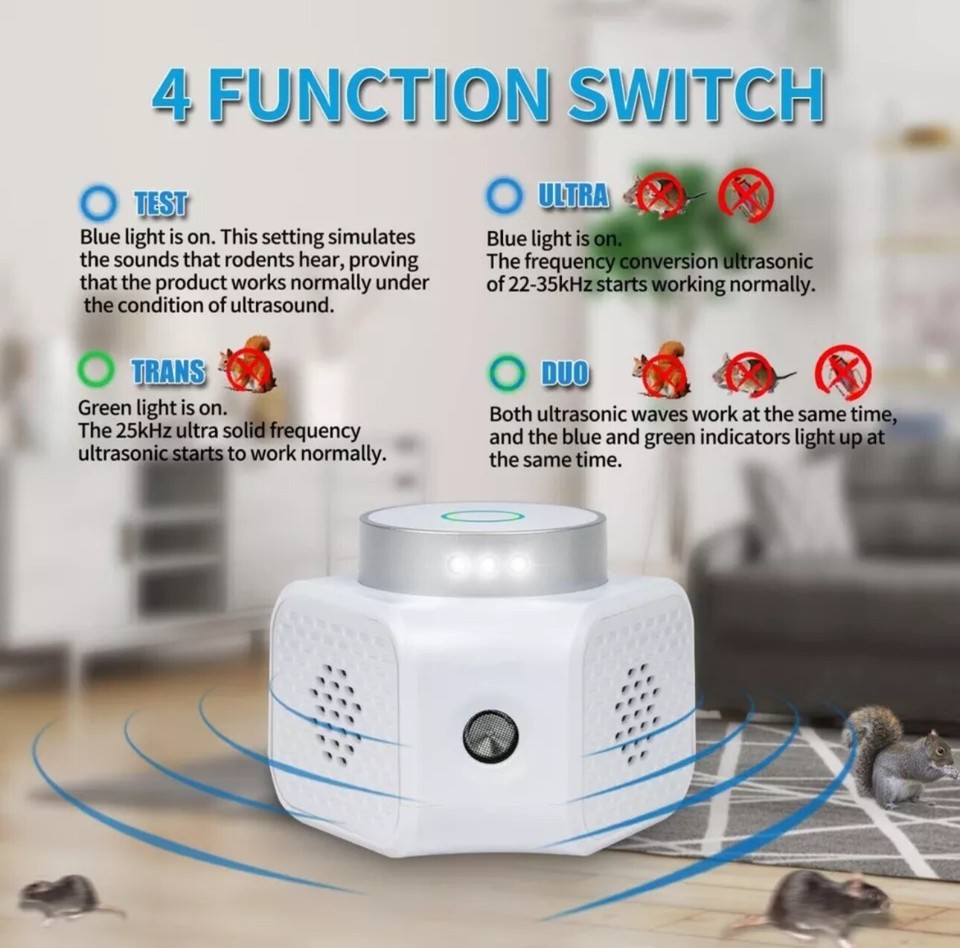 For Ultrasonic Mouse Repellent Squirrel Repeller Rodent Detector Rat ...
