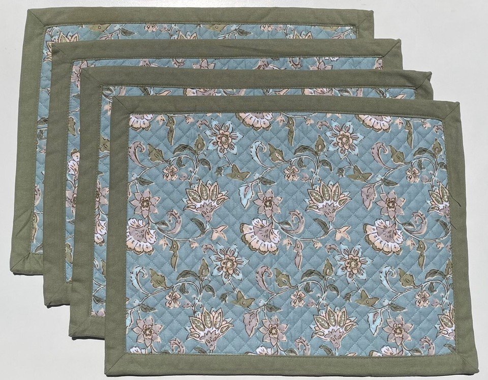 Food Network Jacobean Quilted Floral Placemats Set of 4 | eBay