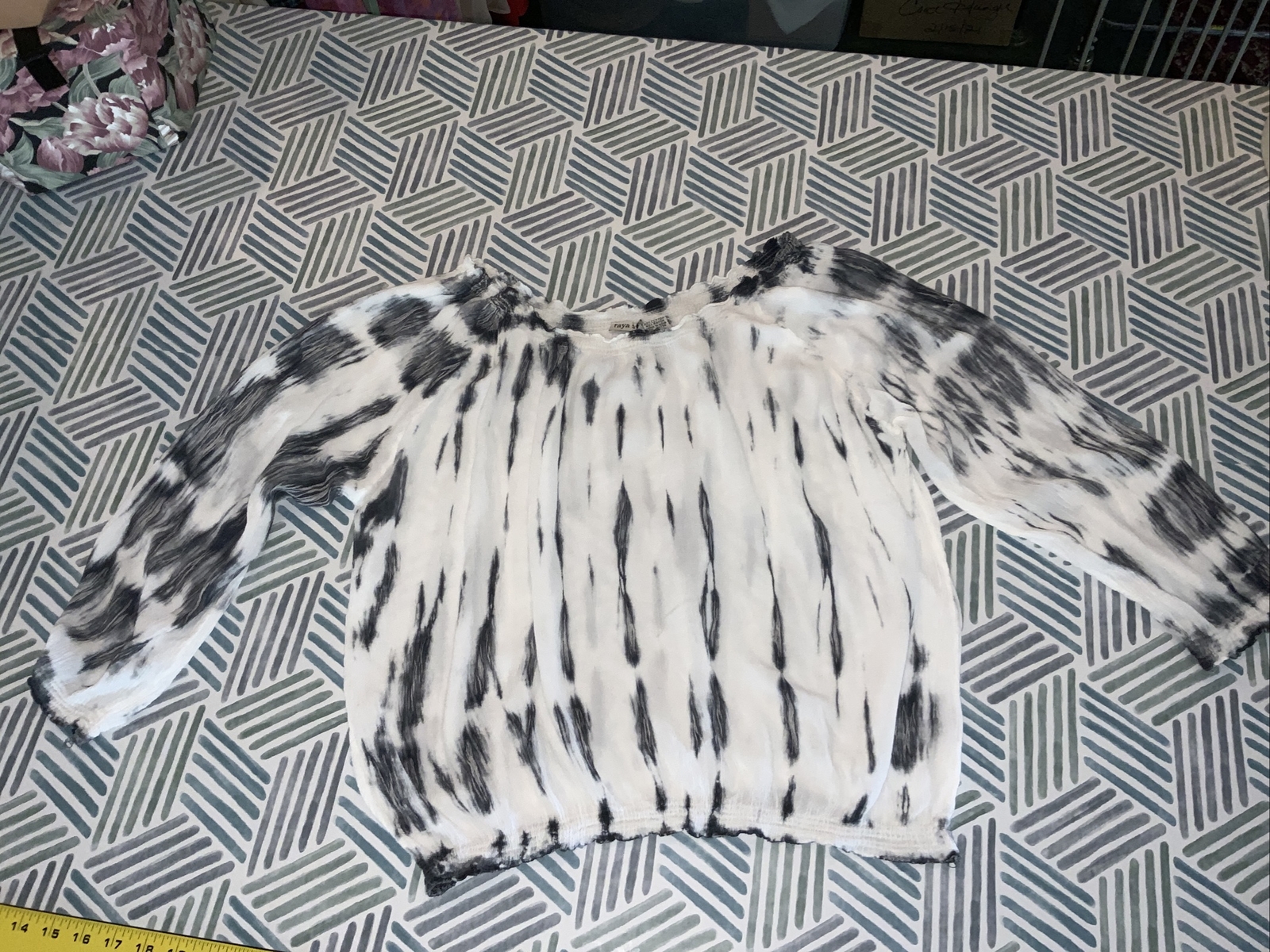 Raya Sun Women's Tye Dye Peasant Top Elastic Waist & Neckline L/S Sz ...