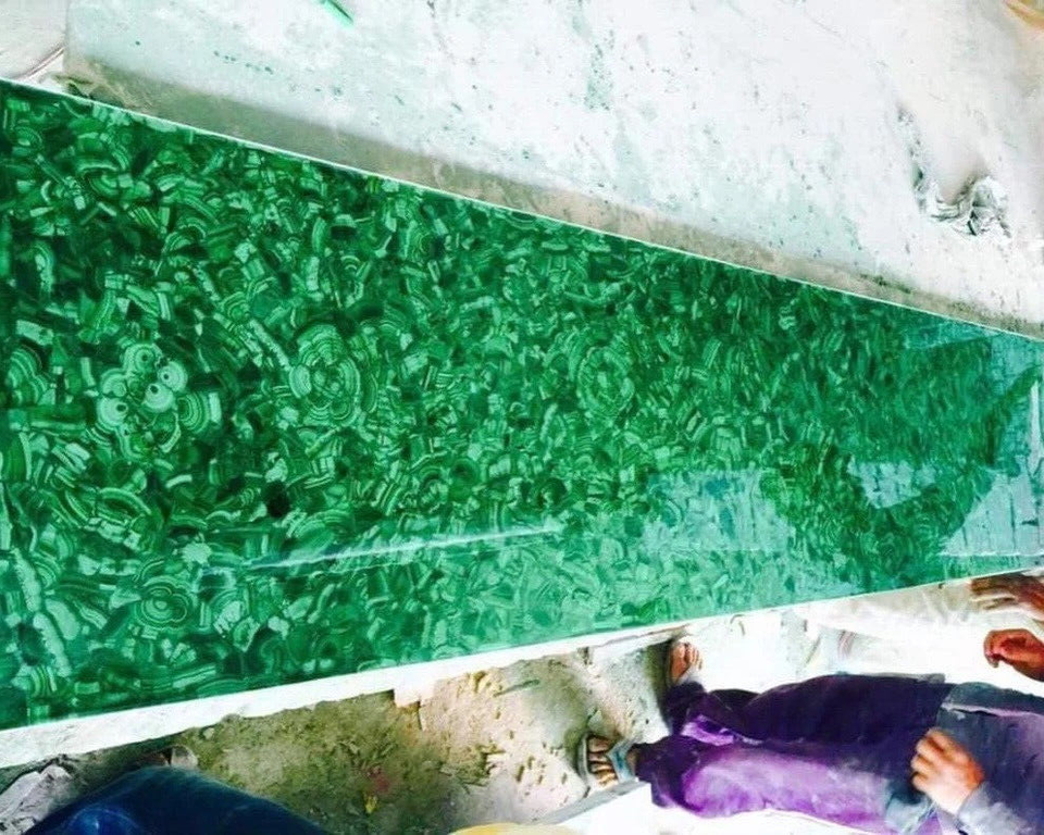 60"x30" Malachite Stone Console Table Top, Center Bar Interiro Counter ...
