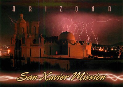 Postcard Lightning over San Xavier Del Bac Mission, Tucson, Arizona | eBay