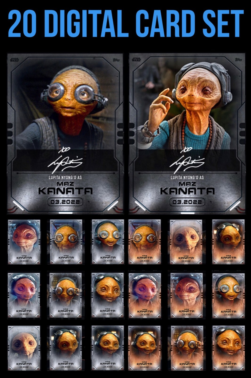 Topps STAR WARS TRADER CHARACTER OF MONTH MAZ KANATA SIGNATURE SILVER ...