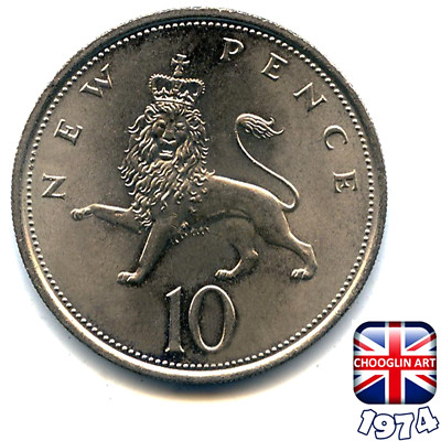 A BRITISH 1974 ELIZABETH II TEN PENCE 10p coin, 50 Years Old! | eBay