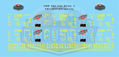 CNW Chicago & North Western Ore Car Yellow Block Style O Scale Decals ...