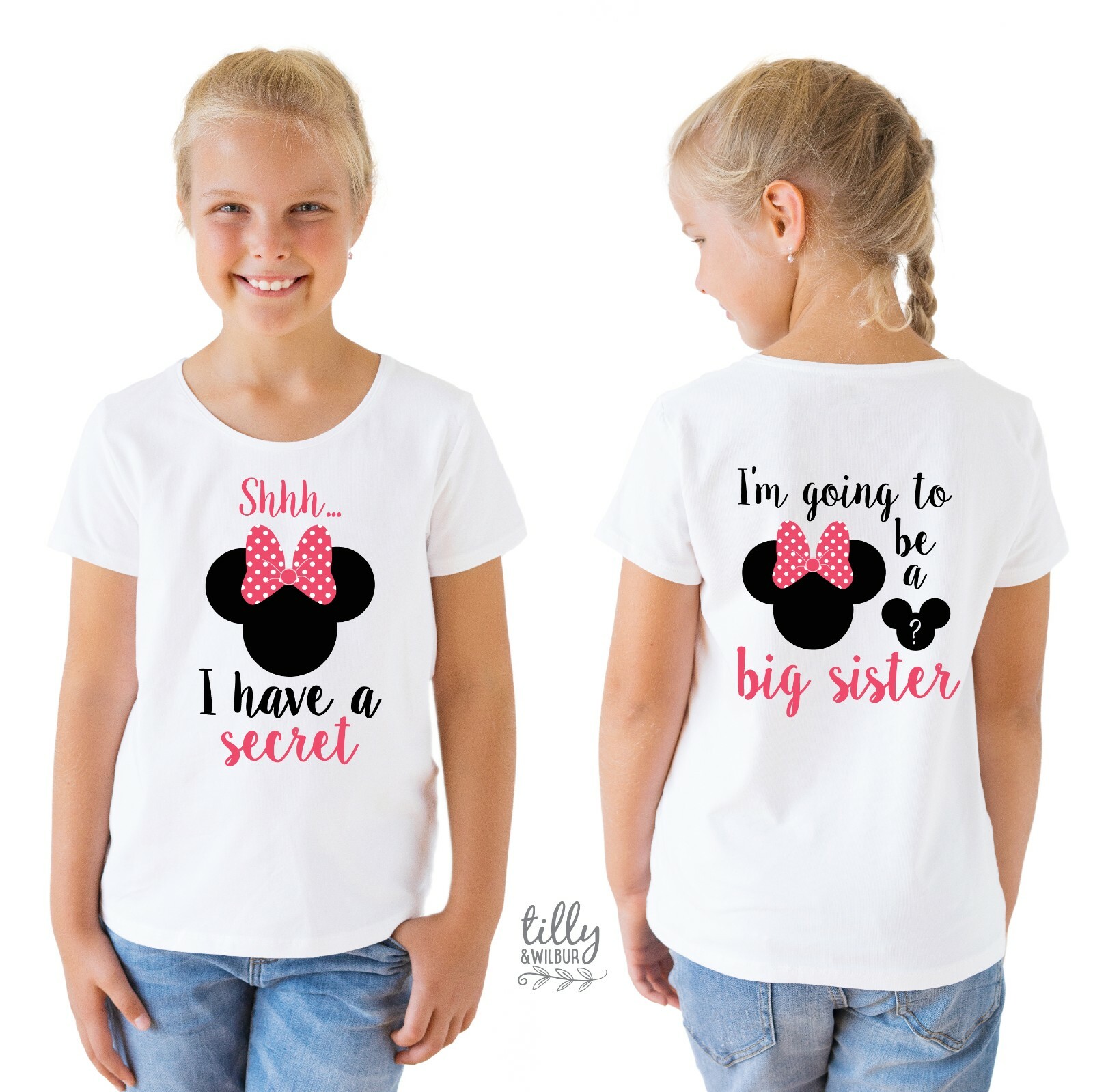 Shhh I have A Secret I'm Going To Be A Big Sister Minnie Mouse Girls T ...