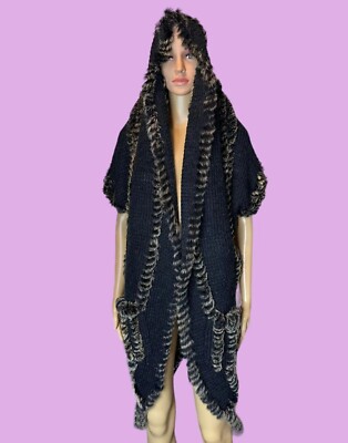 Dolce Cabo Women Long Open Cardigan Cape Sweater Size XL Black-Brown ...