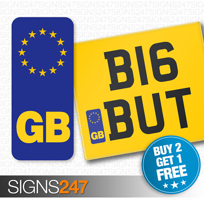 GB NUMBER PLATE STICKER For Motorcycles / Motorbikes EU European Vinyl ...
