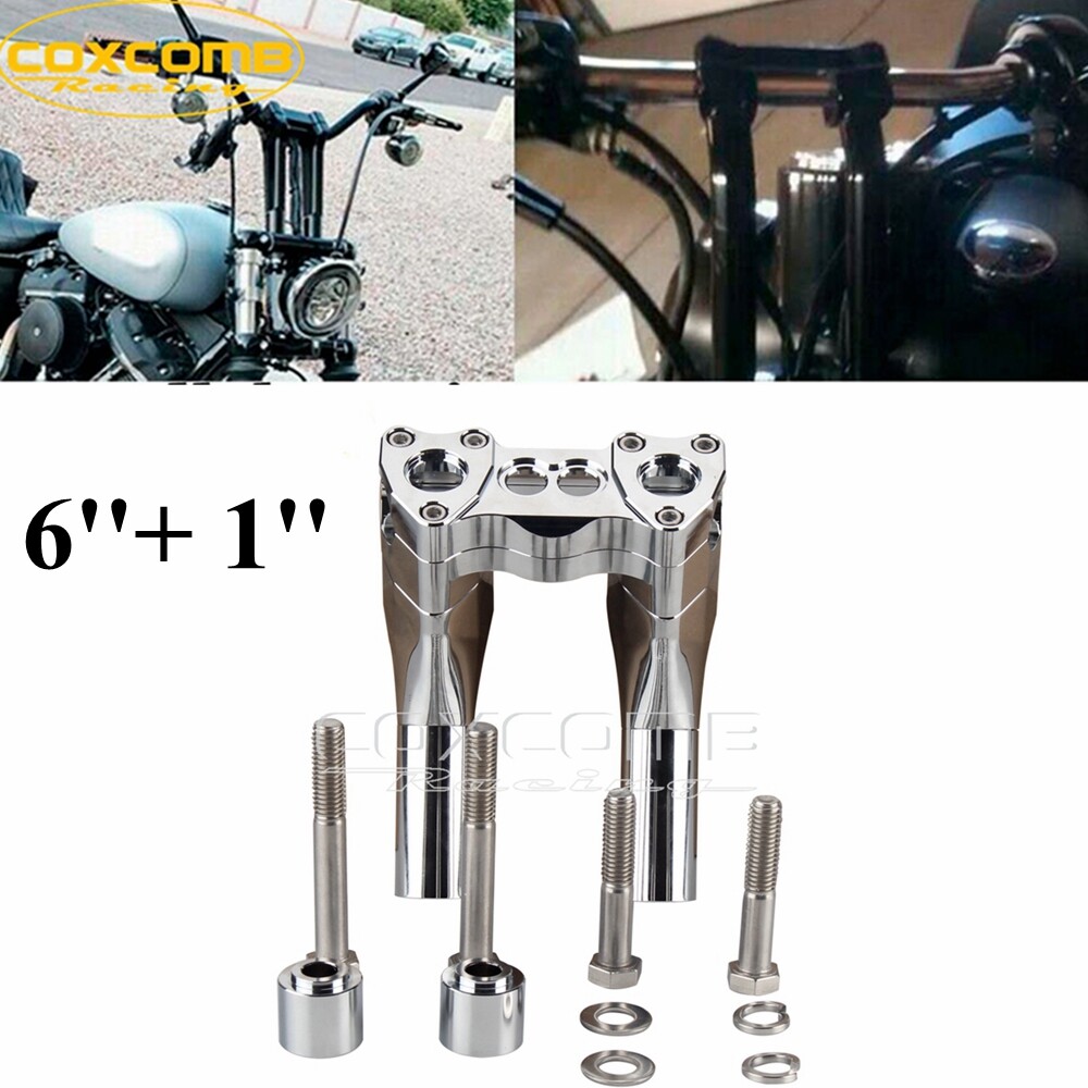 6''+1'' Chrome Pullback Style Modular Handlebar Risers Kit For Harley ...