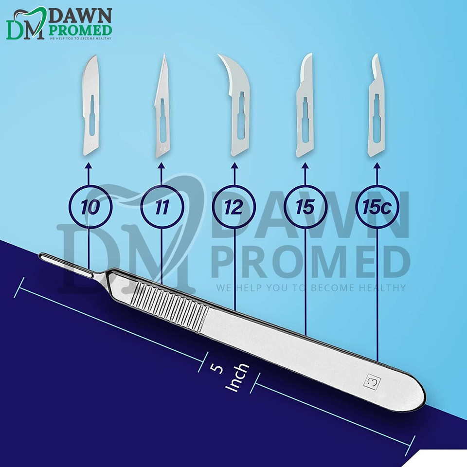 100 Sterile Surgical Blades #11 W/FREE Scalpel Handle #3 Medical ENT ...