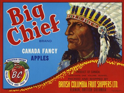 Big Chief Brand - Apple Crate Label - Canada Fancy | eBay
