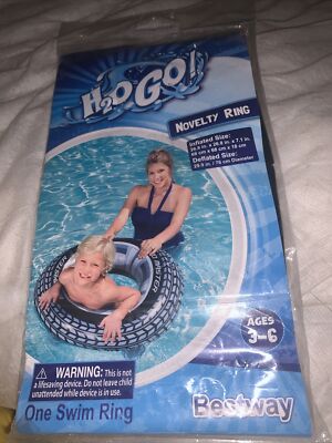 NEW H2O GO! 26" Inflatable Novelty Swim Ring, Black, Grey Float Youth ...