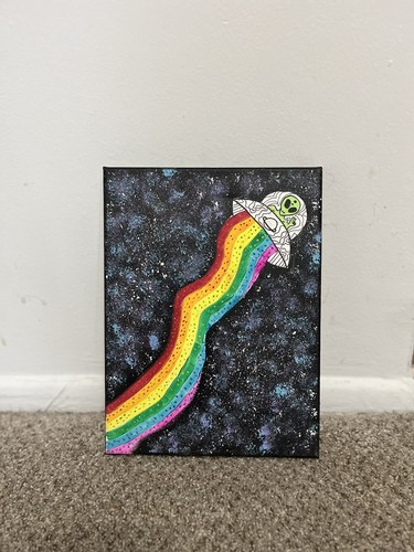 Galaxy space alien canvas painting two canvas bundle | eBay