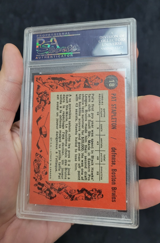 1961-62 TOPPS PAT STAPLETON #18 ROOKIE GRADED PSA 8 BOSTON BRUINS NHL ...