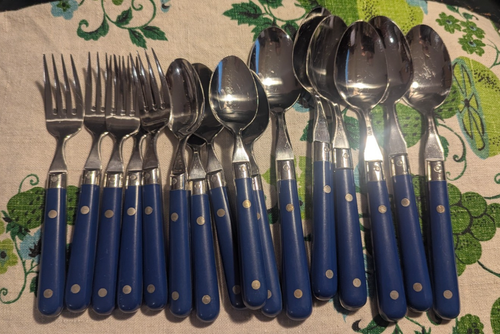 16 Pieces Vintage Gingko Le Prix Flatware Blue Handle Silverware ...