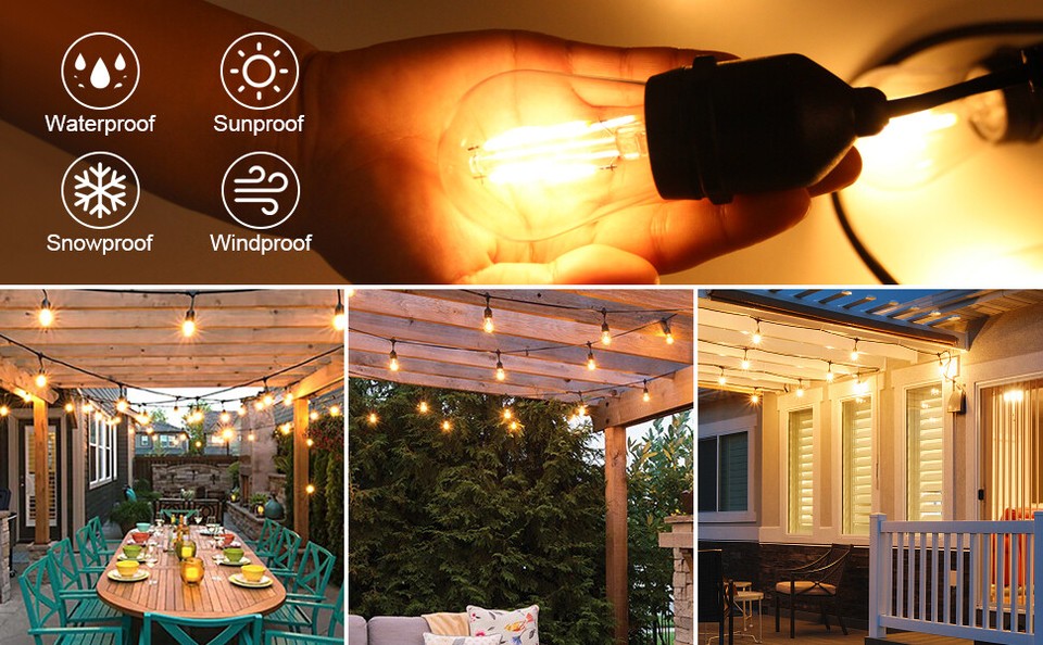 2W LED Bulb S14 E26 Replacement Shatterproof Edison Light Bulbs 20W ...