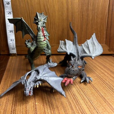 Lot Of Four Blue Gray Dragon Figurines Toys | eBay