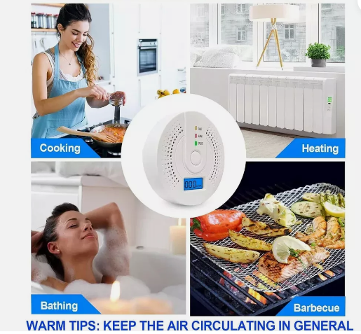 Carbon Monoxide Detector Warning Alarm Sensor LED Digital Battery ...