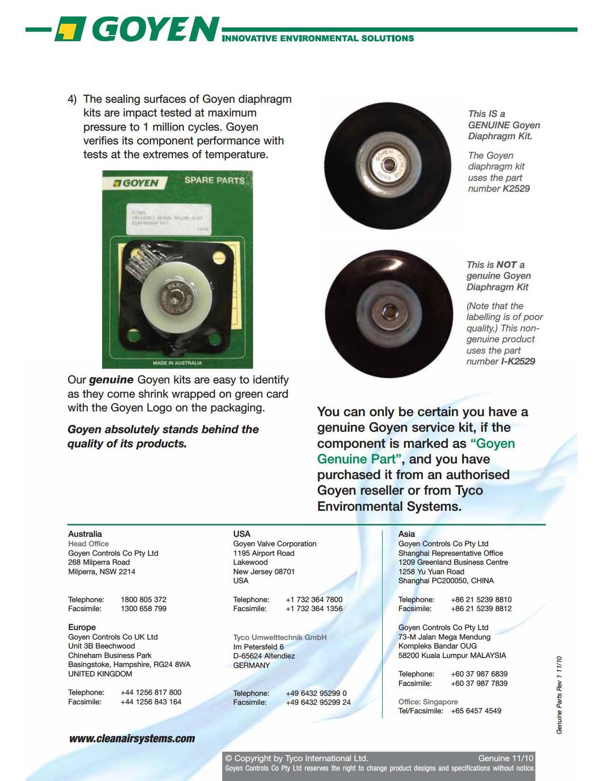 Goyen Valve Repair Kit K2546, AG8113901, Qty 4 | eBay