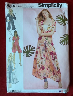 SIMPLICITY 8648 SIZE 6-14, DUSTER JACKET DRESS TWO LENGTHS, PARTIALLY ...